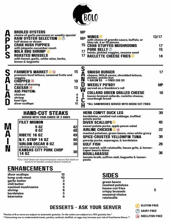 Our Menu - Bolo Restaurant