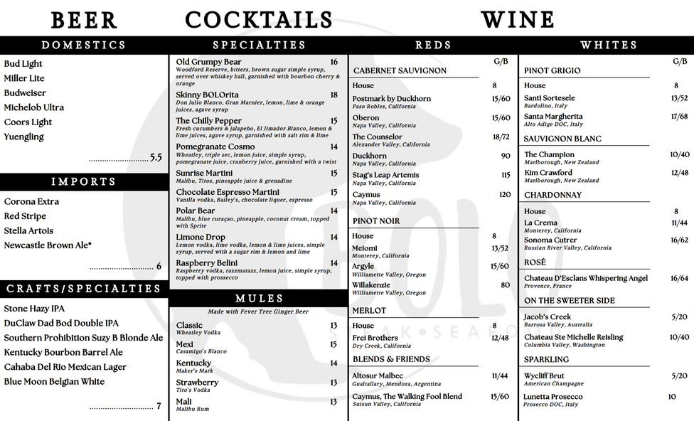 Our Menu - Bolo Restaurant